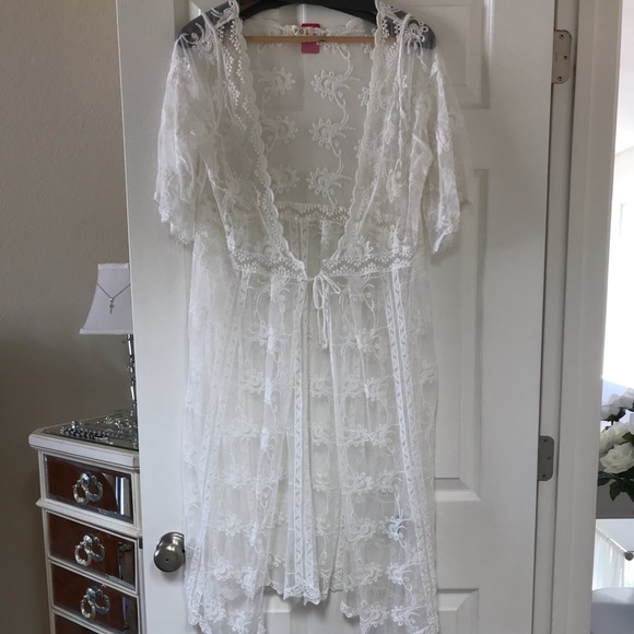 POL | Sweaters | White Lace Oversized Duster Cardigan | Poshmark